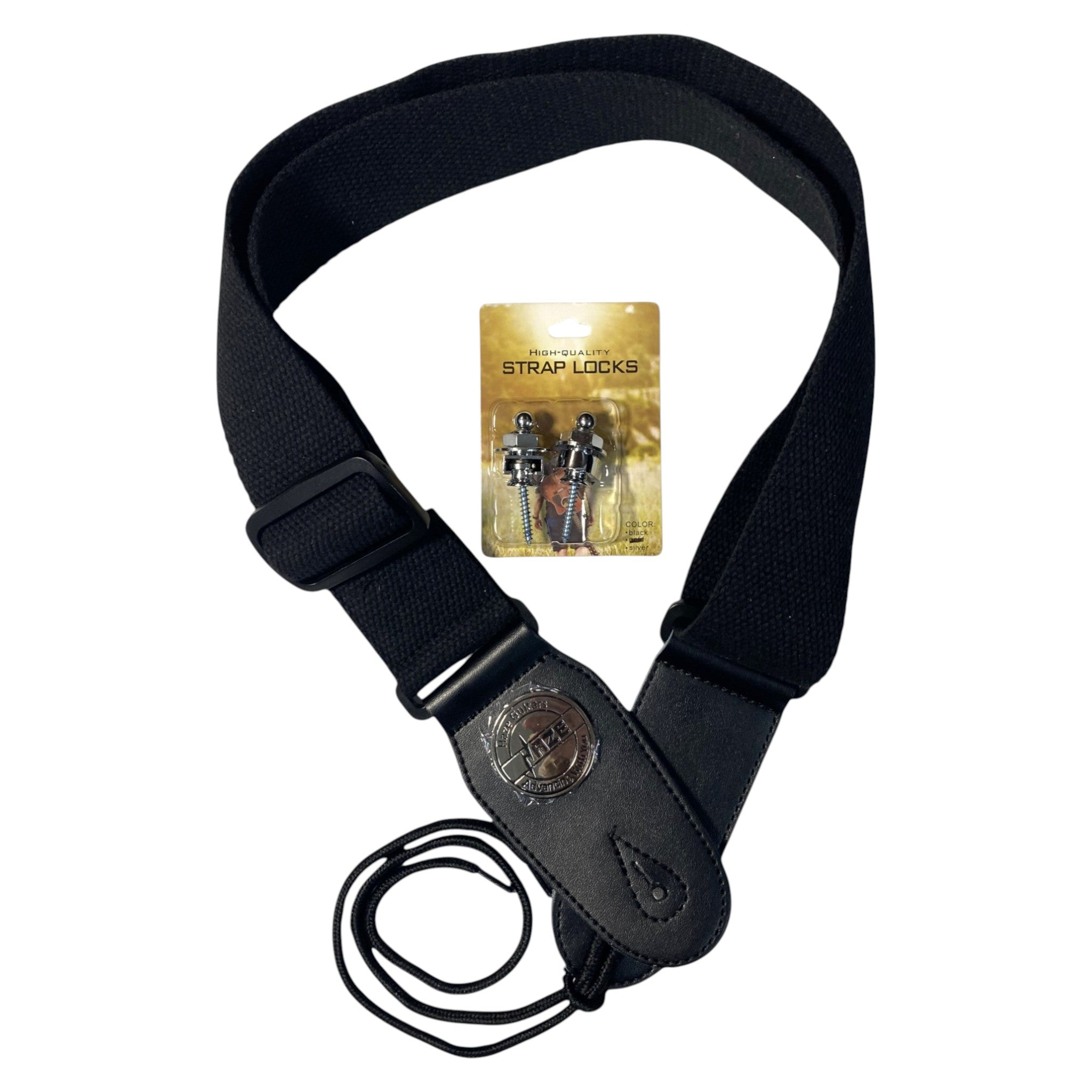 Haze HJKCR Chrome Guitar Strap Lock + Haze Strap Combo – Haze Guitar ...